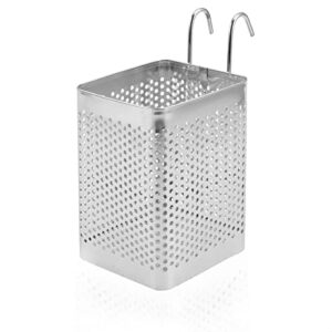 stainless steel utensil holder for kitchen counter – perforated kitchen utensil holder for countertop chopstick spoon spatula holder dryer rack with hooks – utensil caddy for cooking utensils holder