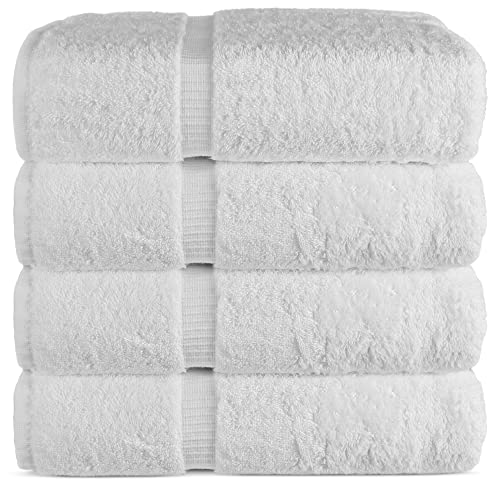 Chakir Turkish Linens 100% Cotton Premium Turkish Towels for Bathroom | 27'' x 54'' (4-Piece Bath Towels - White)