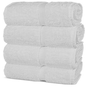 Chakir Turkish Linens 100% Cotton Premium Turkish Towels for Bathroom | 27'' x 54'' (4-Piece Bath Towels - White)