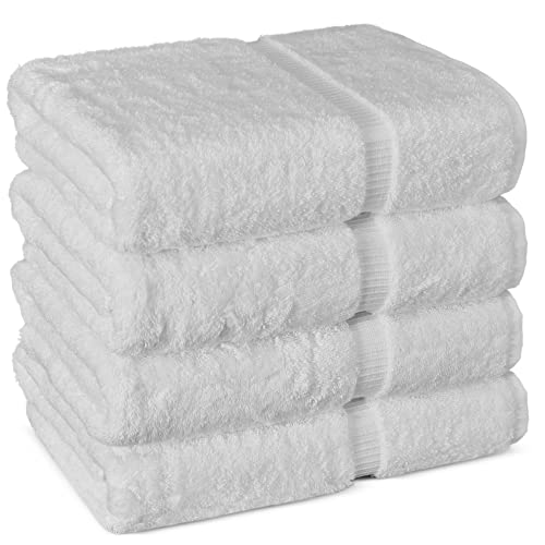 Chakir Turkish Linens 100% Cotton Premium Turkish Towels for Bathroom | 27'' x 54'' (4-Piece Bath Towels - White)