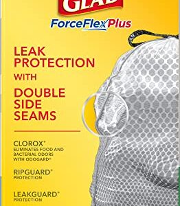 GLAD ForceFlexPlus Tall Kitchen Drawstring Trash Bags with Clorox, 13 Gallon White Trash Bag for Kitchen, Mountain Air Scent, 90 Count