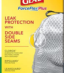 GLAD ForceFlexPlus Tall Kitchen Drawstring Trash Bags with Clorox, 13 Gallon White Trash Bag for Kitchen, Mountain Air Scent, 90 Count