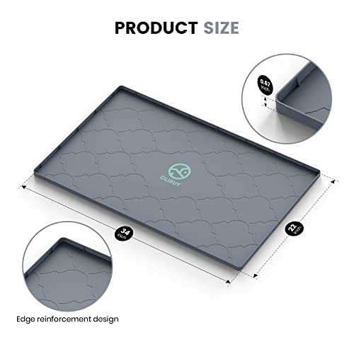 OLIBUY Under Sink Mat 34" x 22" Under Sink Mat for Waterproof Under Sink Mat for Kitchen,Silicone Under Sink Mats Protect Cabinet