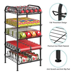 Water Bottle Organizer 5 Tier Free Standing Water Bottle Storage Shelf Adjustable Water Bottle Holder Stand Metal Beverage Can Rack for Pantry Kitchen Party Black