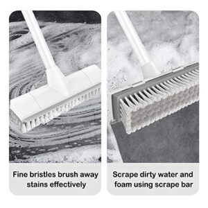 BOOMJOY Floor Scrub Brush with Long Handle -50" Stiff Brush, 2 in 1 Scrape and Brush,Tub and Tile Brush for Cleaning Bathroom, Patio, Kitchen, Wall and Deck