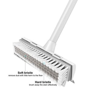 BOOMJOY Floor Scrub Brush with Long Handle -50" Stiff Brush, 2 in 1 Scrape and Brush,Tub and Tile Brush for Cleaning Bathroom, Patio, Kitchen, Wall and Deck