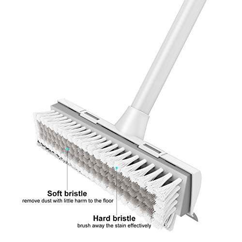 BOOMJOY Floor Scrub Brush with Long Handle -50" Stiff Brush, 2 in 1 Scrape and Brush,Tub and Tile Brush for Cleaning Bathroom, Patio, Kitchen, Wall and Deck