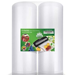 kitvacpak 11×50 2 pack vacuum sealer bags rolls with bpa free and heavy duty,commercial grade vacuum seal freezer bags rolls compatible with any type vacuum sealer