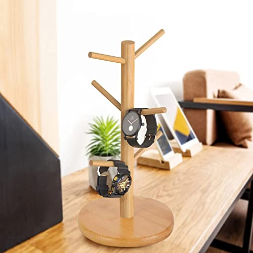 Petucer Mug Holder Tree, Coffee Cup Holder, Coffee Mug Holder for Counter Stand, Countertop Mug Tree, Tea Cup Organizer and Bamboo Mug Rack with 6 Hooks