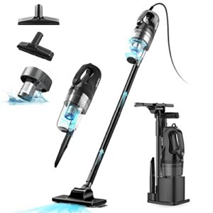 sowtech corded stick vacuum cleaner, 17kpa powerful suction stick vacuum with 32ft cord, 6 in 1 lightweight vacuum cleaner for hard floor pet hair, black