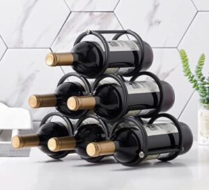 black modern wire rustic counter wine rack countertop table,metal wine rack inserts for cabinet rustic 6 bottles wine storage holder