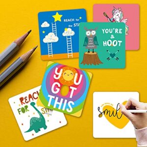 Lunch Box Notes for Kids, 60 Cute Design Positive Affirmation Lunch Box Cards for Kindergarten Kids - Inspirational & Motivational Love Notes for Lunchbox for Boys Girls( With Blank Space)