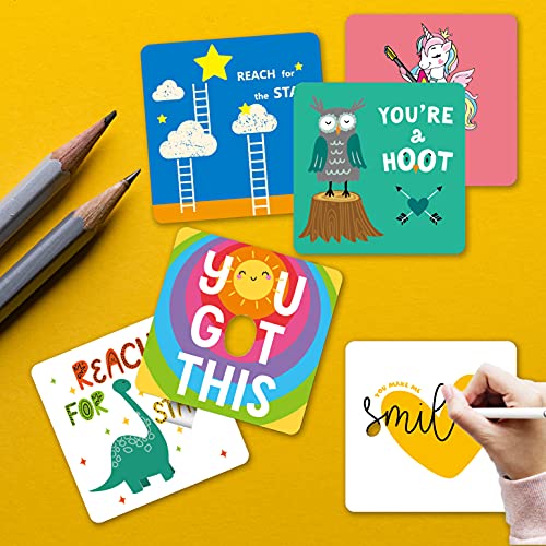 Lunch Box Notes for Kids, 60 Cute Design Positive Affirmation Lunch Box Cards for Kindergarten Kids - Inspirational & Motivational Love Notes for Lunchbox for Boys Girls( With Blank Space)