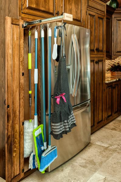 Rev-A-Shelf GLD-W22-SC-7 Pull Out Kitchen Cabinet Pantry Organizer Hanging Hooks with Ball Bearing Slide System, Maple Wood