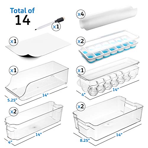 StorageBud Pantry Organization and Storage Bins - 14 Pieces Food Storage Containers - Clear Storage Bins for Fridge, Refrigerator & Kitchen Cabinet - BPA Free Freezer Organizer Bins