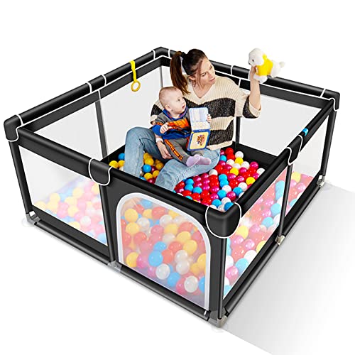 TODALE Baby Playpen for Toddler, Large Baby Play Yard, Safe No Gaps Playpen for Babies,Baby Gate Playpen(Black,50”×50”)