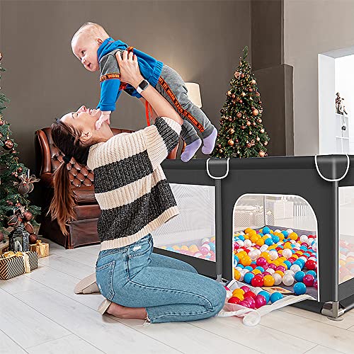 TODALE Baby Playpen for Toddler, Large Baby Play Yard, Safe No Gaps Playpen for Babies,Baby Gate Playpen(Black,50”×50”)