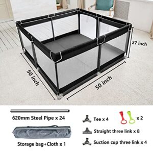 TODALE Baby Playpen for Toddler, Large Baby Play Yard, Safe No Gaps Playpen for Babies,Baby Gate Playpen(Black,50”×50”)