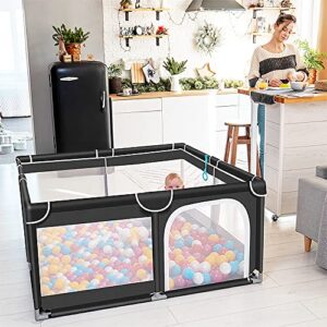 TODALE Baby Playpen for Toddler, Large Baby Play Yard, Safe No Gaps Playpen for Babies,Baby Gate Playpen(Black,50”×50”)