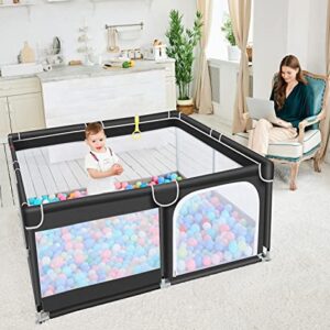 TODALE Baby Playpen for Toddler, Large Baby Play Yard, Safe No Gaps Playpen for Babies,Baby Gate Playpen(Black,50”×50”)