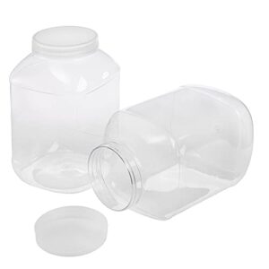 ZOOFOX 2 Pack Clear Plastic Jars, 1.5 Gallon Square Plastic Containers with Screw-On Lids, Refillable BPA Free Empty Plastic Jars for Kitchen & Household Storage of Dry Goods, Peanut, Candy and More, Airtight Food Storage