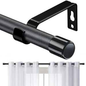 Curtain Rods for Windows 28 to 48 Inch, 5/8 Inch Matte Black Curtain Rod Set with Brackets Heavy Duty Small Drapery Curtain Rods, Size: 23-52 Inch