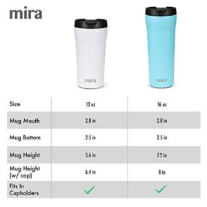 MIRA 12 oz Stainless Steel Insulated Travel Mug for Coffee & Tea - Vacuum Insulated Car Tumbler Cup with Spill Proof Twist On Flip Lid - Thermos Keeps Drinks Steaming Hot or Ice Cold - Gray Satin