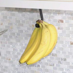 Banana Hook Hanger Under Cabinet Hook Ripens Bananas with Less Bruises, Hang Other Lightweight Kitchen Items, Folds Up Out of Sight When Not in Use, Self-Adhesive + Pre-drilled Screw Holes (Black)