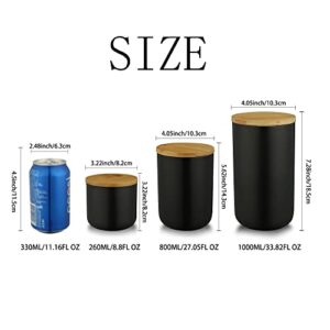 Food Storage Jar Strong Ceramic Storage Canisters with Airtight Seal Bamboo Lid Modern Design Seal Damp-Proof Kitchen Jar for Coffee, Tea, Spice and More (Black(M: 10.3X14.5cm))