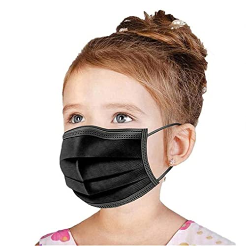 Kids Face Masks Disposable Mask 100 Pcs Children Sized Breathable Mouth Cover Black Face Mask for Kids