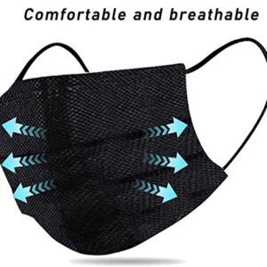 Kids Face Masks Disposable Mask 100 Pcs Children Sized Breathable Mouth Cover Black Face Mask for Kids