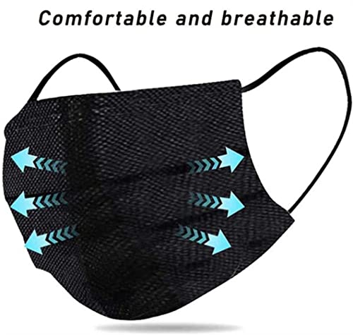 Kids Face Masks Disposable Mask 100 Pcs Children Sized Breathable Mouth Cover Black Face Mask for Kids