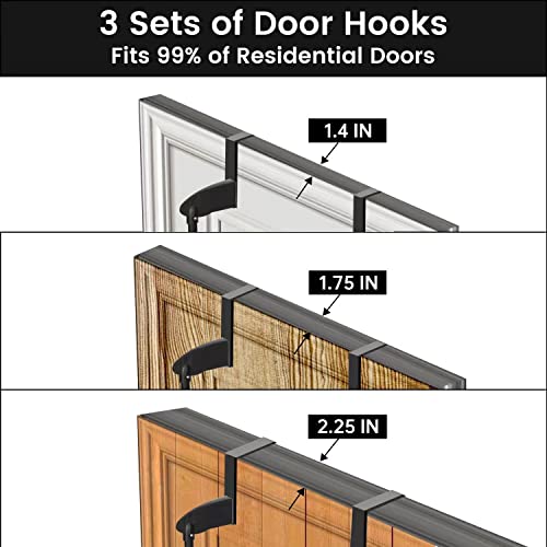 keren Over The Door Pantry Organizer - 6-Tier Home Organization Steel & Resin Construction with Sturdy Hooks Hanging, Cans, Spice, Storage, Closet, Black, 18.5x59.5