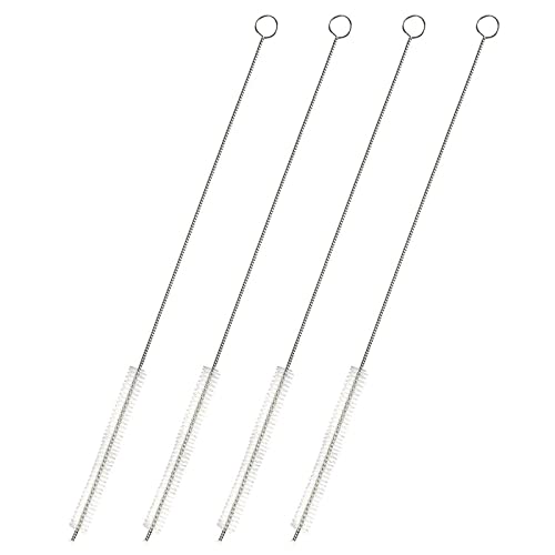 4 Pack Metal Straw Cleaner Brush, Extra Long Stainless Steel with Bristles for Cleaning Water Bottles, Boba Straws, Pipes, Tubes (12 in)