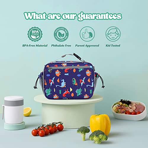 Maelstrom Lunch Box Kids,Expandable Kids Lunch Box,Insulated Lunch Bag for Kids,Lightweight Reusable Lunch Tote Bag for Boy/Girl,Suit for School/Picnic,9L,Dinosaur