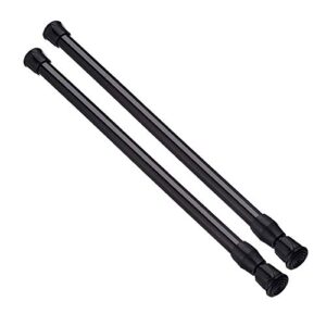 aizesi 2pcs tension rod tier window short curtain rod,16 to 28inch,black,small short expandable spring loaded curtain tension rods for cupboard,kitchen，small window