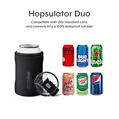 BrüMate Hopsulator DUO 2-in-1 Can Cooler Insulated for 12oz Cans + 100% Leak Proof Tumbler with Lid | Can Coozie Insulated for Hard Seltzer, Beer, Soda and Energy Drinks (Matte Navy)