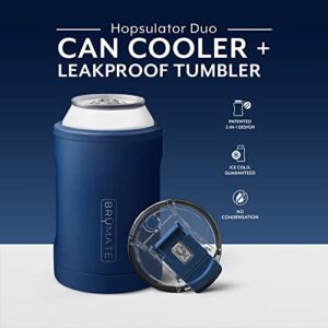 BrüMate Hopsulator DUO 2-in-1 Can Cooler Insulated for 12oz Cans + 100% Leak Proof Tumbler with Lid | Can Coozie Insulated for Hard Seltzer, Beer, Soda and Energy Drinks (Matte Navy)