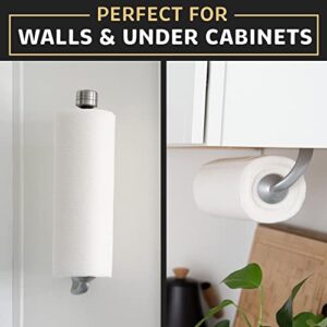 One Handed Tear Wall Mounted & Under Counter Paper Towel Holder Dispenser - Stainless Steel Wall Mount Paper Towel Holder - Easy to Install Horizontally or Vertically - Hardware Included – 11 Inches