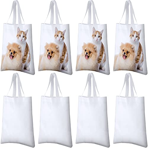 Frienda 8 Pieces Sublimation Tote Bags Sublimation Blank Canvas Bags Reusable Polyester Grocery Bags for DIY Crafting and Decorating