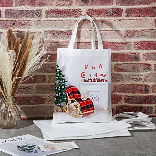 Frienda 8 Pieces Sublimation Tote Bags Sublimation Blank Canvas Bags Reusable Polyester Grocery Bags for DIY Crafting and Decorating