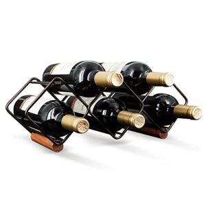 tomoral wine rack, countertop wine rack ,5 bottle wine holder for wine storage ,no assembly required, modern metal wine rack ,small wine rack