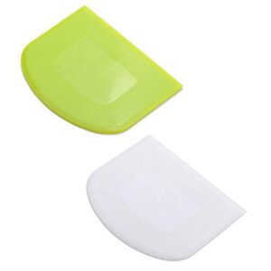 lasenersm 2 pieces dough scraper bowl scraper food-safe plastic dough cutter flexible plastic scraper bench scraper multipurpose food scrappers for bread dough cake fondant icing, white, green