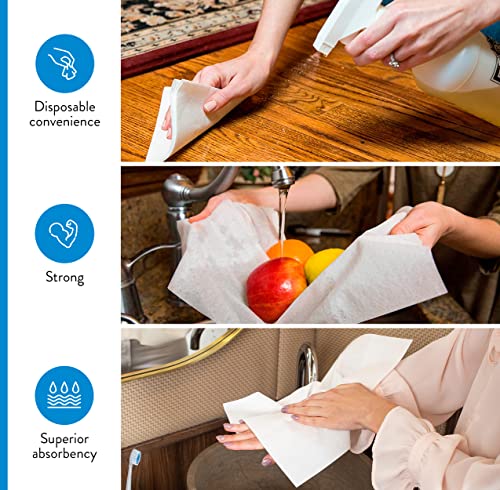 AH AMERICAN HOMESTEAD Disposable Paper Hand Towels for Bathroom - White Guest Napkins - Linen Like and Feel - Ideal for Wedding Reception or Dinner Party (200 Count - Smooth Crisp - Large 15.5" x 12")