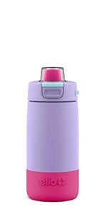 ello kids colby 12oz stainless steel insulated water bottle with straw and built-in silicone coaster (lilac/pink)