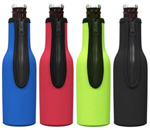 tahoebay beer bottle insulator sleeves (multicolor) neoprene coolers with zipper for 12oz longneck bottles (4)