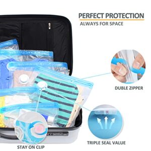 VMSTR 8 Pack Travel Vacuum Storage Bags with USB Electric Pump, Compression Storage Bags for Clothes, Medium Small Space Saver Bags for Travel