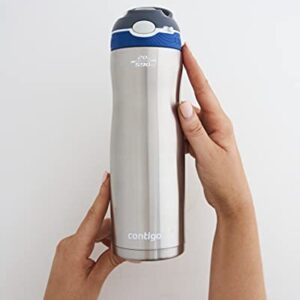 Contigo Ashland Chill Autospout Water Bottle with Flip Straw, Stainless Steel Thermal Drinking Bottle,Leakproof,Grey, BLue, 590 ml