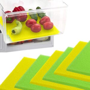 dualplex® fruit & veggie life extender liner for refrigerator fridge drawers, 12 x 15 inches, 6 pack includes 3 yellow 3 green – extends the life of your produce stays fresh & prevents spoilage