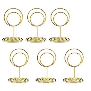 jofefe 20pcs mini place card holders, cute table number holders, small size table card holder table picture stands, wire photo holder menu memo clips, idea for wedding, anniversary party (gold)